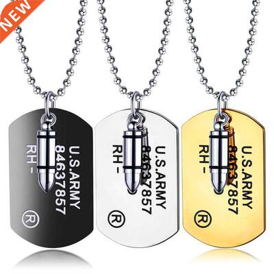 High Quality Fashion Men Military Army Bullet Charm Dog Tags
