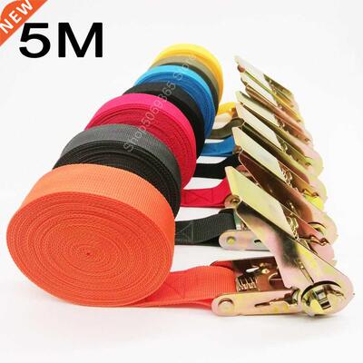 2PCS 5M Car Luggage Cargo Alloy Buck Ratchet Tape Strap Down