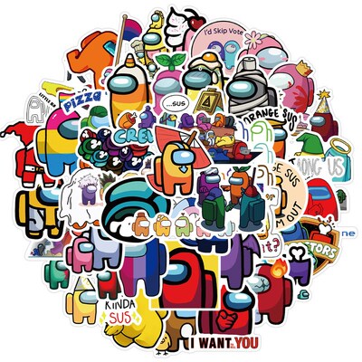 50pcs/Set Hot Sale Game Among Us Graffiti Stickers For Note