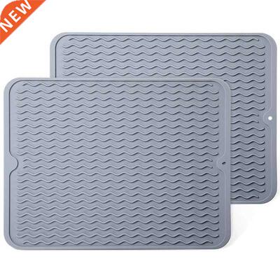 Silicone Dish Drying Mat 适用于 Kitchen Counter, 2-Pack Fast