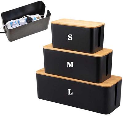 Cable Storage Box Wooden Power Line Storage Case Dustproof C