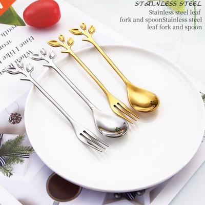 Creative Stainless Steel Spoon Branch Leaves Spoon Fork Coff