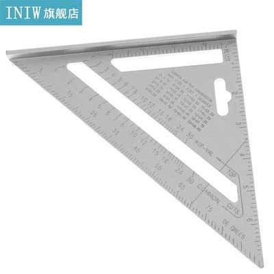 7 Inch Silver Aluminium Alloy Triangle Angle Protractor with