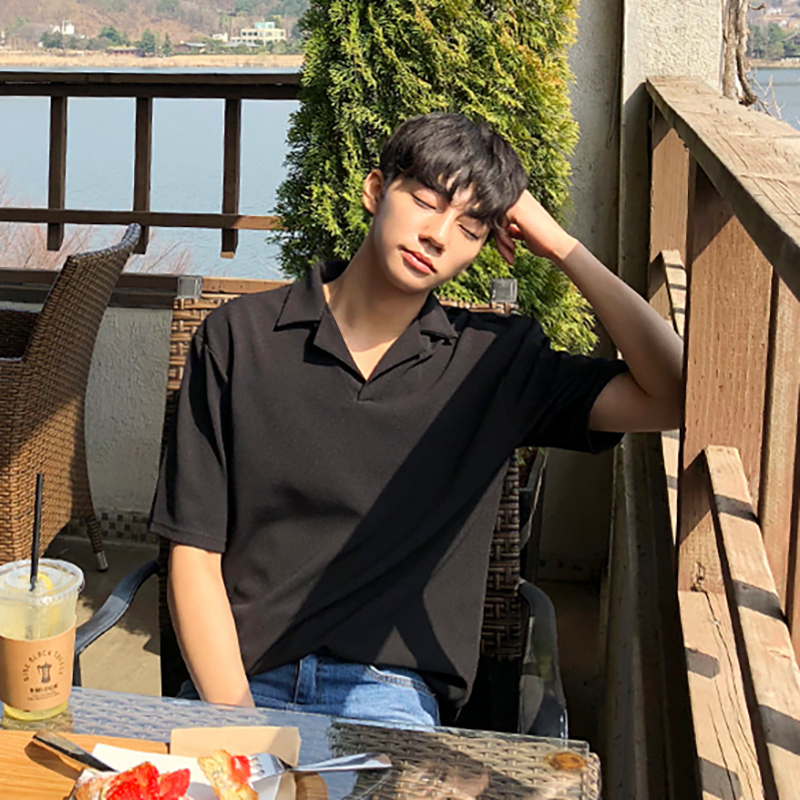 MRCYC polo衫夏季纯色短袖t恤男韩版潮流学生翻领体恤ins百搭半袖_虎窝淘