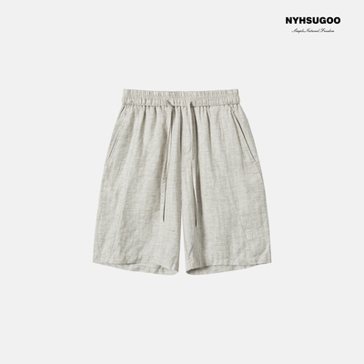 NYHSUGOO/南乙夏季莱赛尔亚麻休闲短裤男3888老钱风直筒五分裤