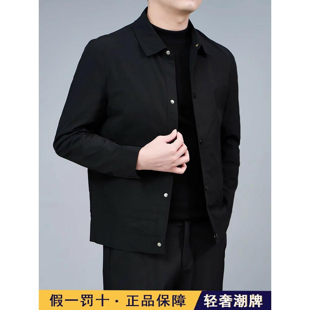 高端潮流外套男士2025新款工装春秋季薄款夹克翻领男装行政上衣服