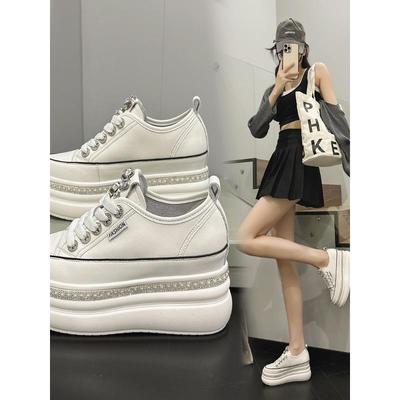 潮牌内增高小白鞋百搭港风女鞋厚底板鞋2025秋冬款真皮运动休闲鞋