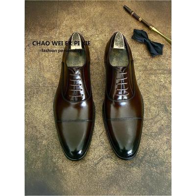 尖头皮鞋男士真皮新英式休闲商务正装男士增高牛津皮鞋男士婚礼男