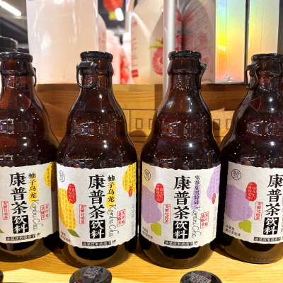 代购盒马柚子乌龙康普茶/紫苏夏黑葡萄饮料330ml果香萦绕气泡满溢
