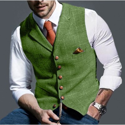 Casual plaid vest men's slim fit vest mens coat regular vest