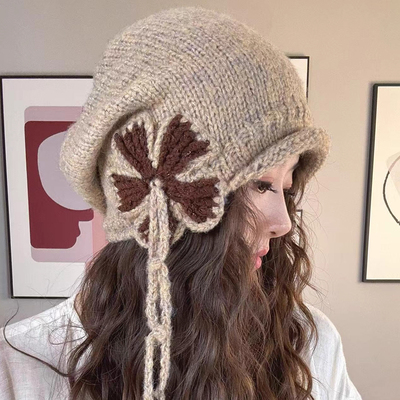 2025新款手工钩织流苏针织帽子女