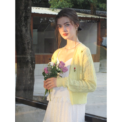 Miorastudio法式复古黄色针织衫