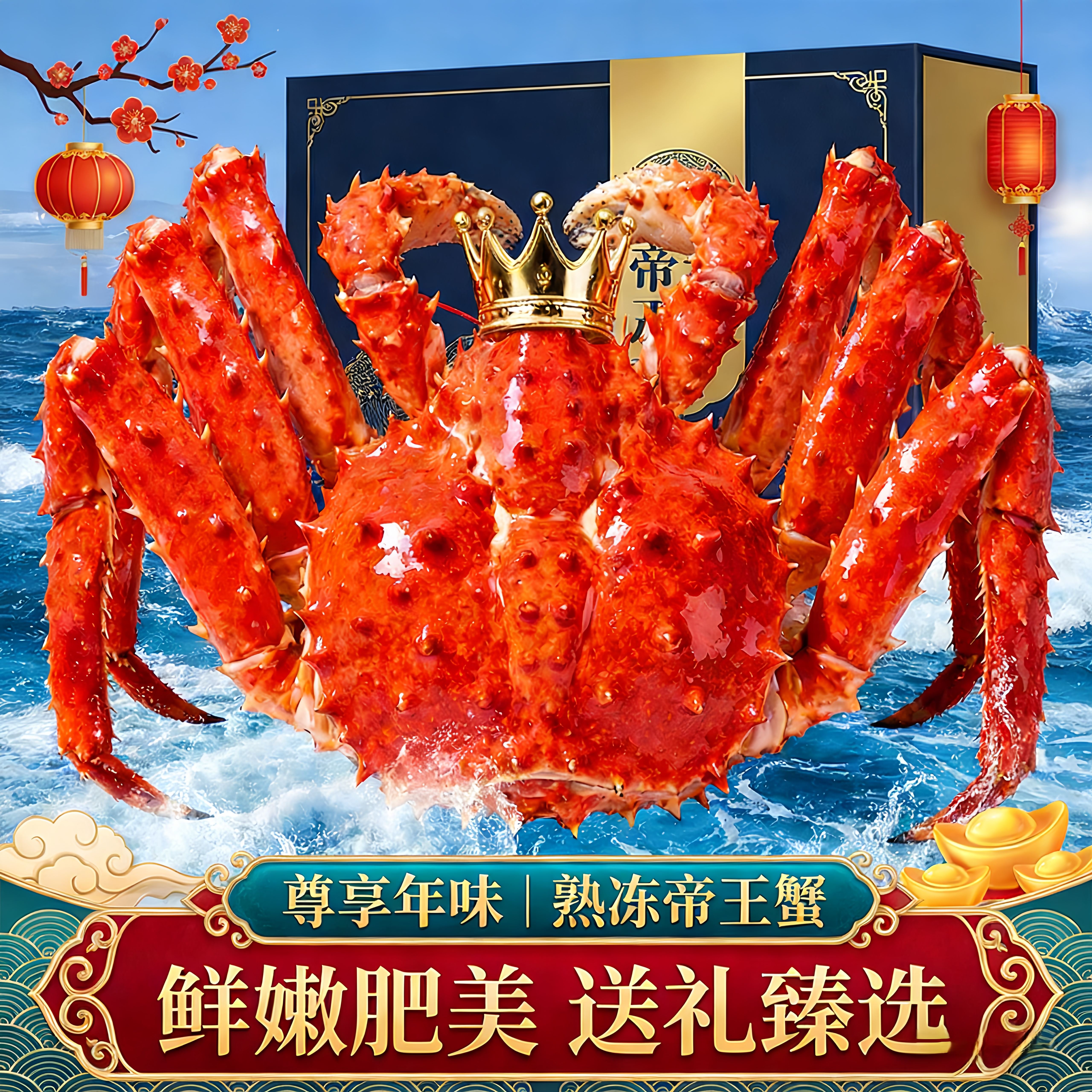新鲜熟冻帝王蟹年货送礼鲜活熟冻帝王蟹海鲜水产皇帝蟹大螃蟹