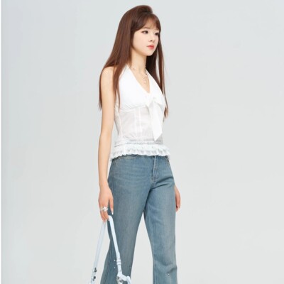 重生小个子夏新款挂脖上衣