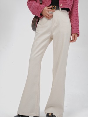 cosheng重生150小个子秋冬新品米色牛仔裤女高腰时尚通勤显瘦