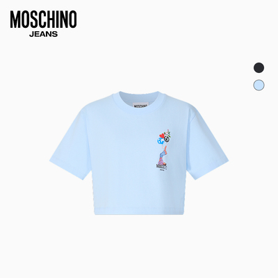 【季末特惠】Moschino Jeans 26早春 女士标志性趣味风短款T恤
