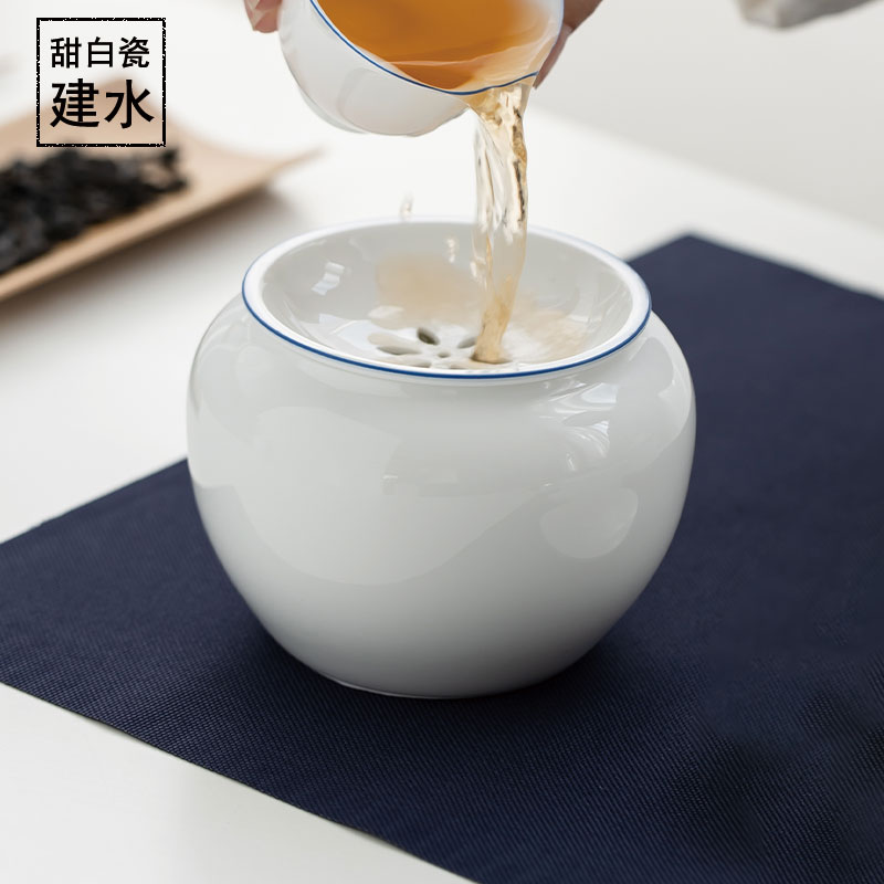 茶洗家用陶瓷水盂白瓷青瓷茶具茶道零配盛放茶渣缸小号废水茶水缸