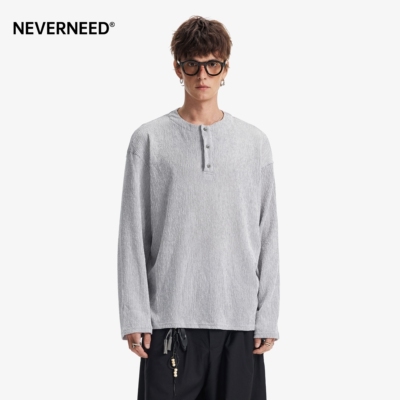 NEVERNEED肌理感长袖T恤男女春季