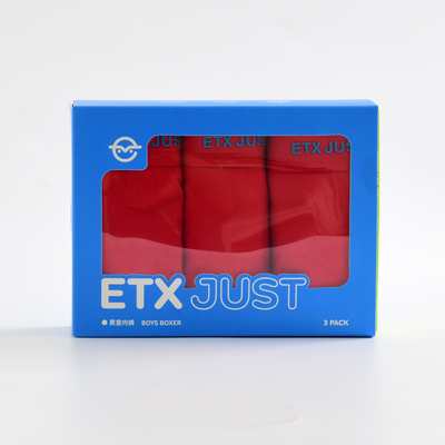 儿童内裤ETXJUST男童四角底裤中大童棉初中生平角男孩红色喜庆
