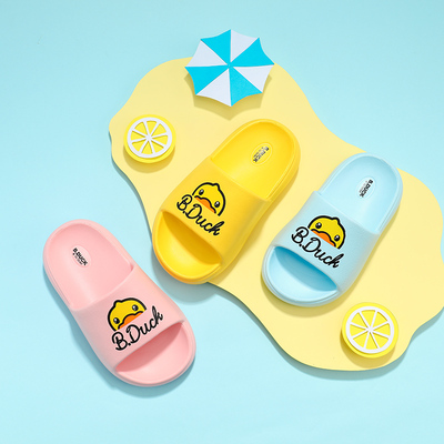 B.Duck小黄鸭儿童卡通一字拖露趾亲子款亮拖鞋男童鞋家居鞋女凉拖