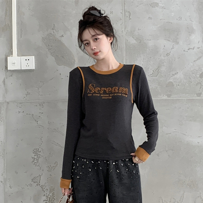 CiobburT恤女休闲百搭撞色边