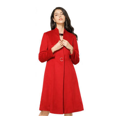 玫而美品牌专柜裙式羊毛呢大衣