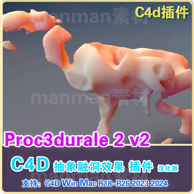 C4D抽象融洞效果动画噪波着色器插件CodeVonc Proc3durale 2024版