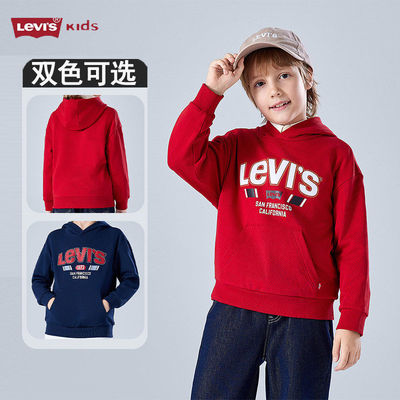 LEVI'S李维斯儿童连帽卫衣25新经典LOGO休闲纯棉连帽拜年儿童卫衣