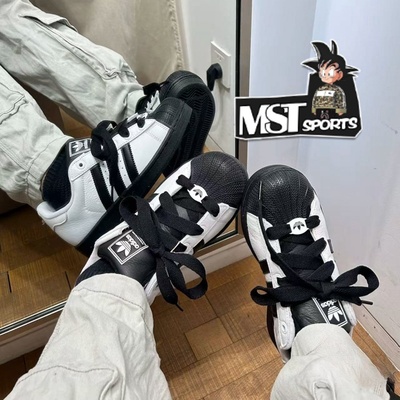 Adidas三叶草贝壳头2代黑白板鞋