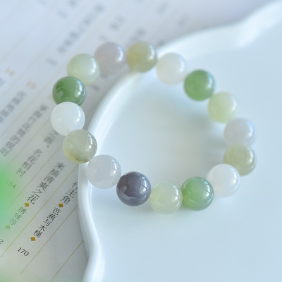 和田玉青海料手链A货单圈手串