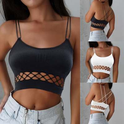 Summer Crop Top Women Hollow Out Tank Tops Top Bustier Tops
