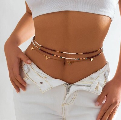 Bohemian beaded necklace accessory for women's waist chain女