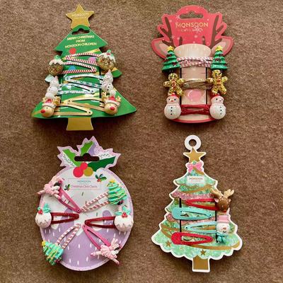 英国儿童圣诞发夹Monsoon Children圣诞树圣诞老人边夹BB夹皮筋