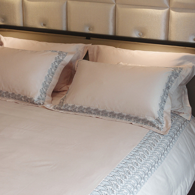 亲亲购 魏桥生产100支新疆长绒棉纯棉贡缎缎纹枕套一对 灰色蕾丝