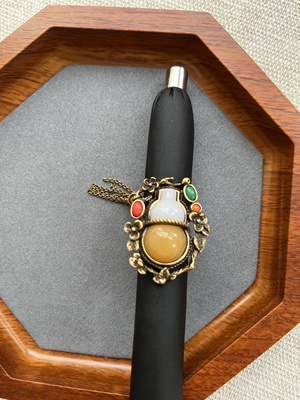 福利款古风国潮仿玉石葫芦流苏开口戒指重工铜合金活口指环合集2