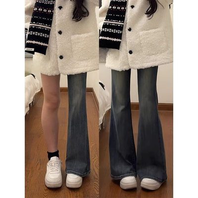 复古蓝不贴腿微喇牛仔裤