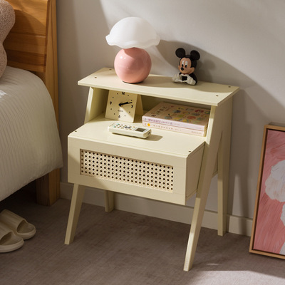 床头柜轻奢奶油风床尾收纳小型柜子实木轻奢高级感储物柜卧a0091