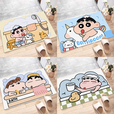 硅藻泥吸水地垫蜡笔小新地毯卡通可爱房间厕所卫生间防滑脚垫耐脏