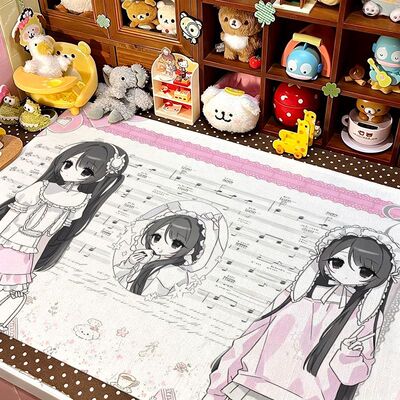 甜酷二次元少女棉麻桌垫天使风桌垫学生宿舍书桌布置拍照背景桌垫