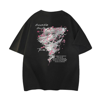 樱花风暴季风气候字母印花美式高街短袖T恤 男女同款