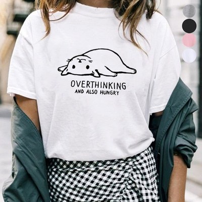 Overthinking and Also Hungry Cat Not Today Cat Graphic Tees