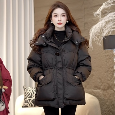 潮流【25001收腰】中长款连帽羽绒服冬季加厚韩外套女士百搭保暖