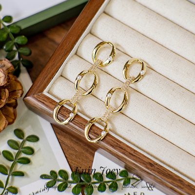 EninJoeys925银针轻奢耳钉长款女