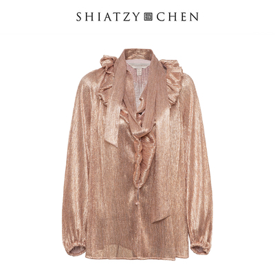 SHIATZY CHEN/夏姿·陈26夏新品不停系列金葱系带流光衬衫163161