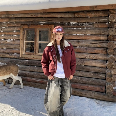 YORAINBOW 拼接结构加绒厚夹克复古宽松百搭工装休闲外套情侣秋冬