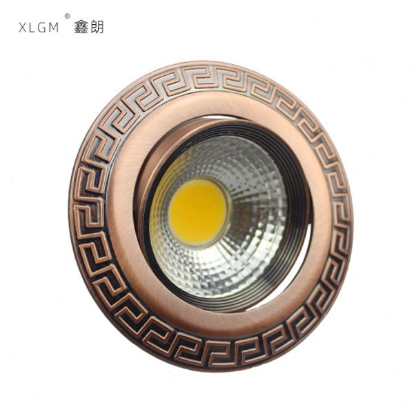 仿古射灯LED中式筒灯 欧式美式田园古典天花灯红古铜青古铜3W5W7W