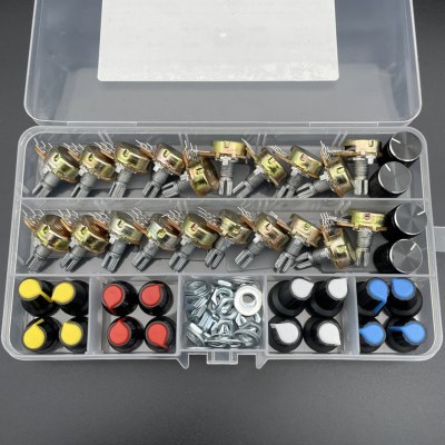 20PCS WH148电位器开关带旋钮帽盒装联15MM B5K/20K/50K/100K