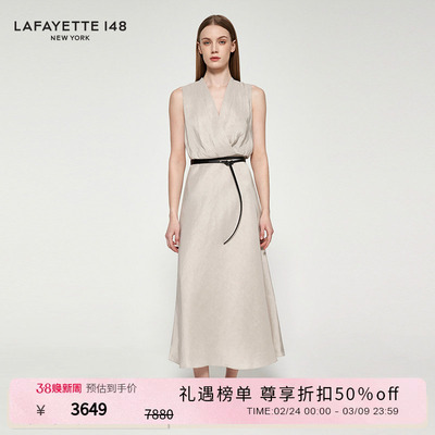 【25夏季新款】【博主同款】LAFAYETTE148/拉飞逸V领裹身连衣裙