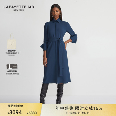 LAFAYETTE148/拉飞逸通勤高质感长袖衬衫连衣裙
