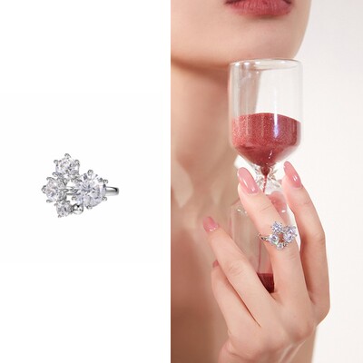 小众abyb kvk气质女三克拉烟花系列瞬间立体烟花锆石钻饰指环配饰